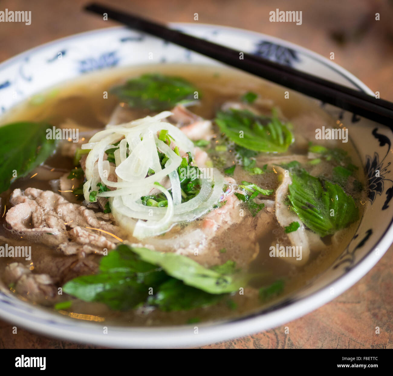 A bowl of beef brisket pho, a popular Vietnamese noodle soup Stock ...