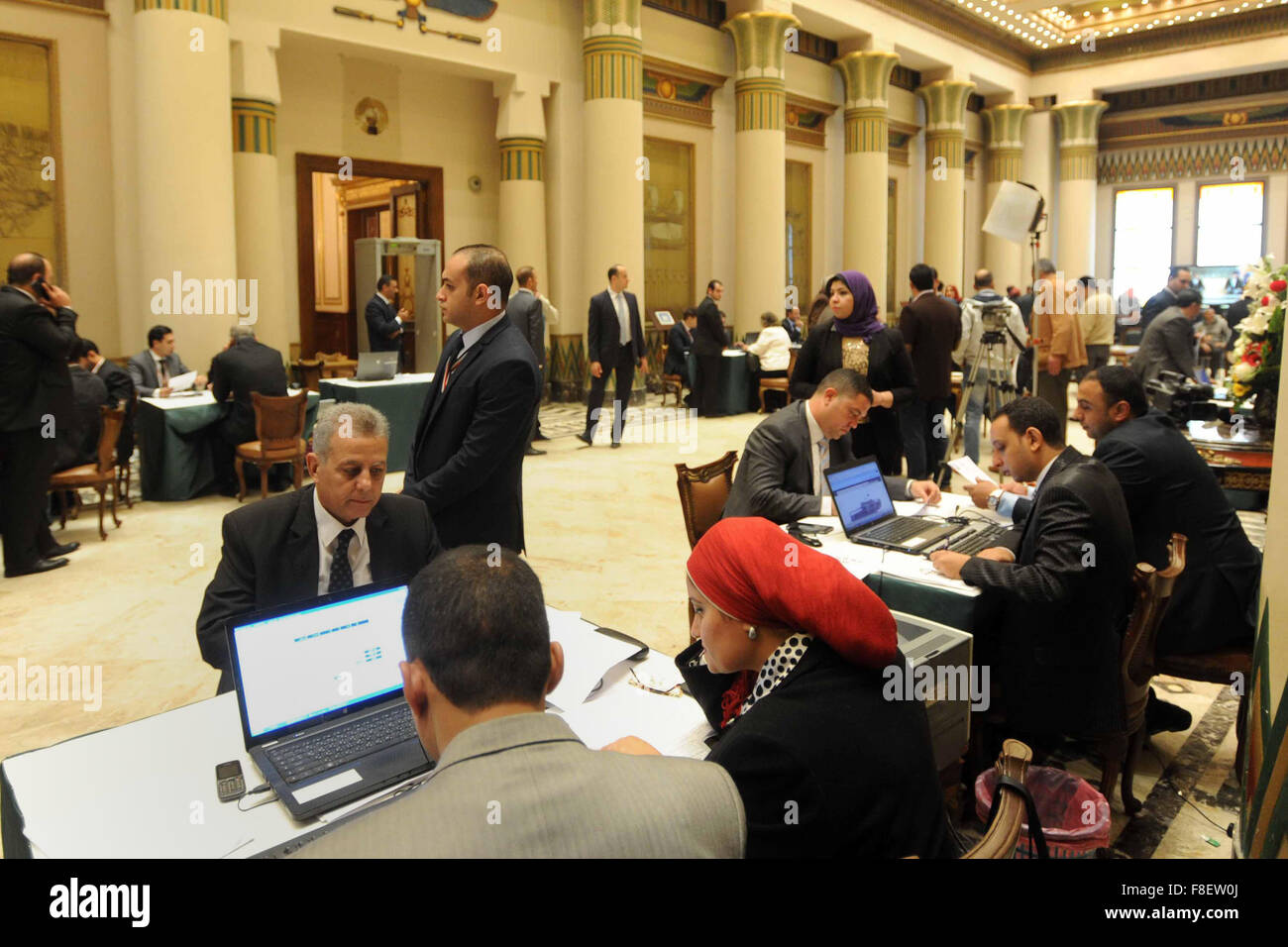 Cairo, Egypt. 9th Dec, 2015. Newly members of the Egyptian ...