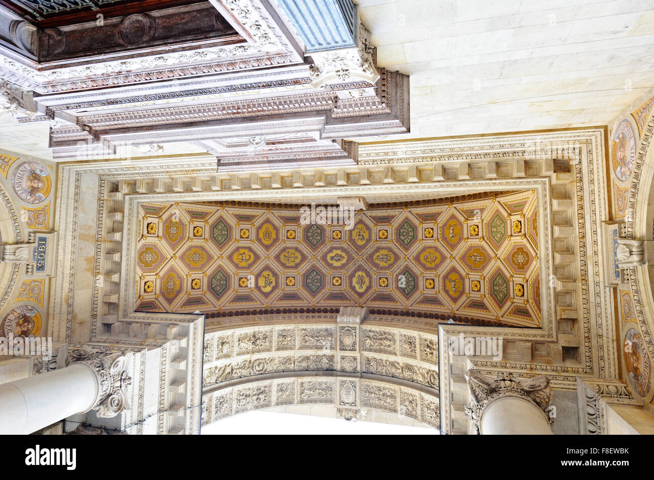 Stone carving on the ceiling at the entrance of St Stephen's basilica ...