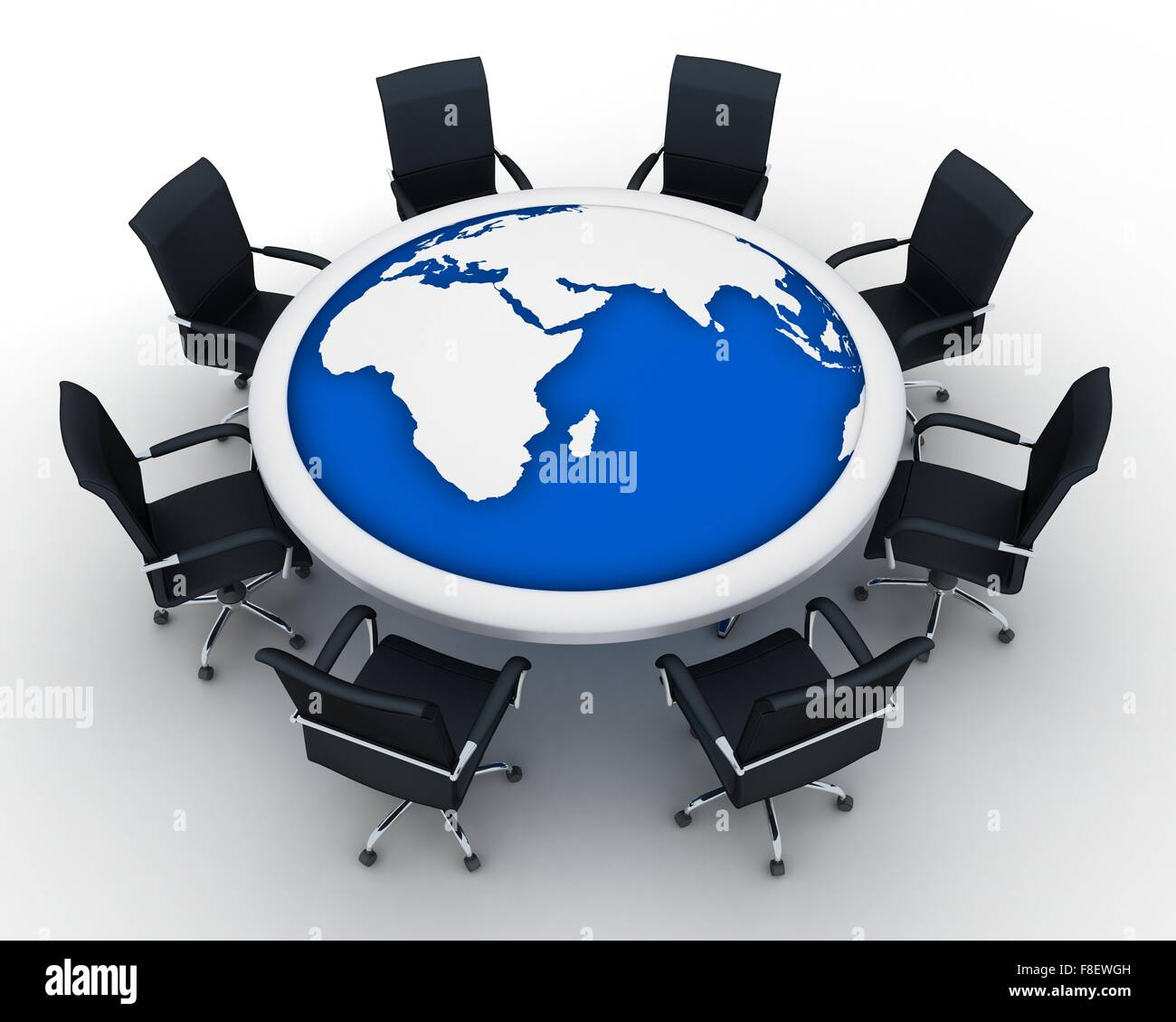 circular table and abstract earth (done in 3d Stock Photo - Alamy