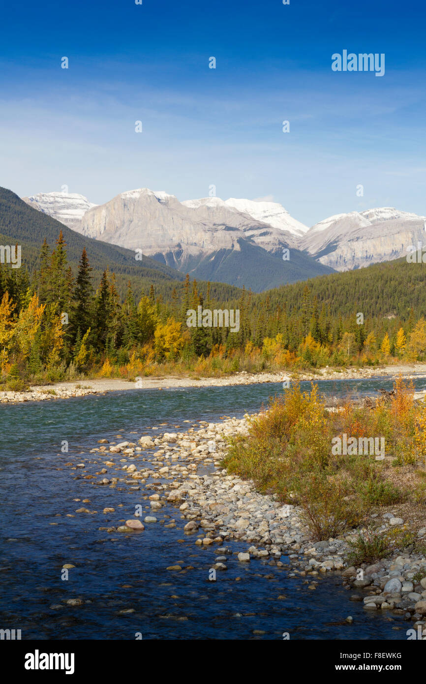 Bend of Snaring River in Jasper National Park, Alberta province, Canada ...