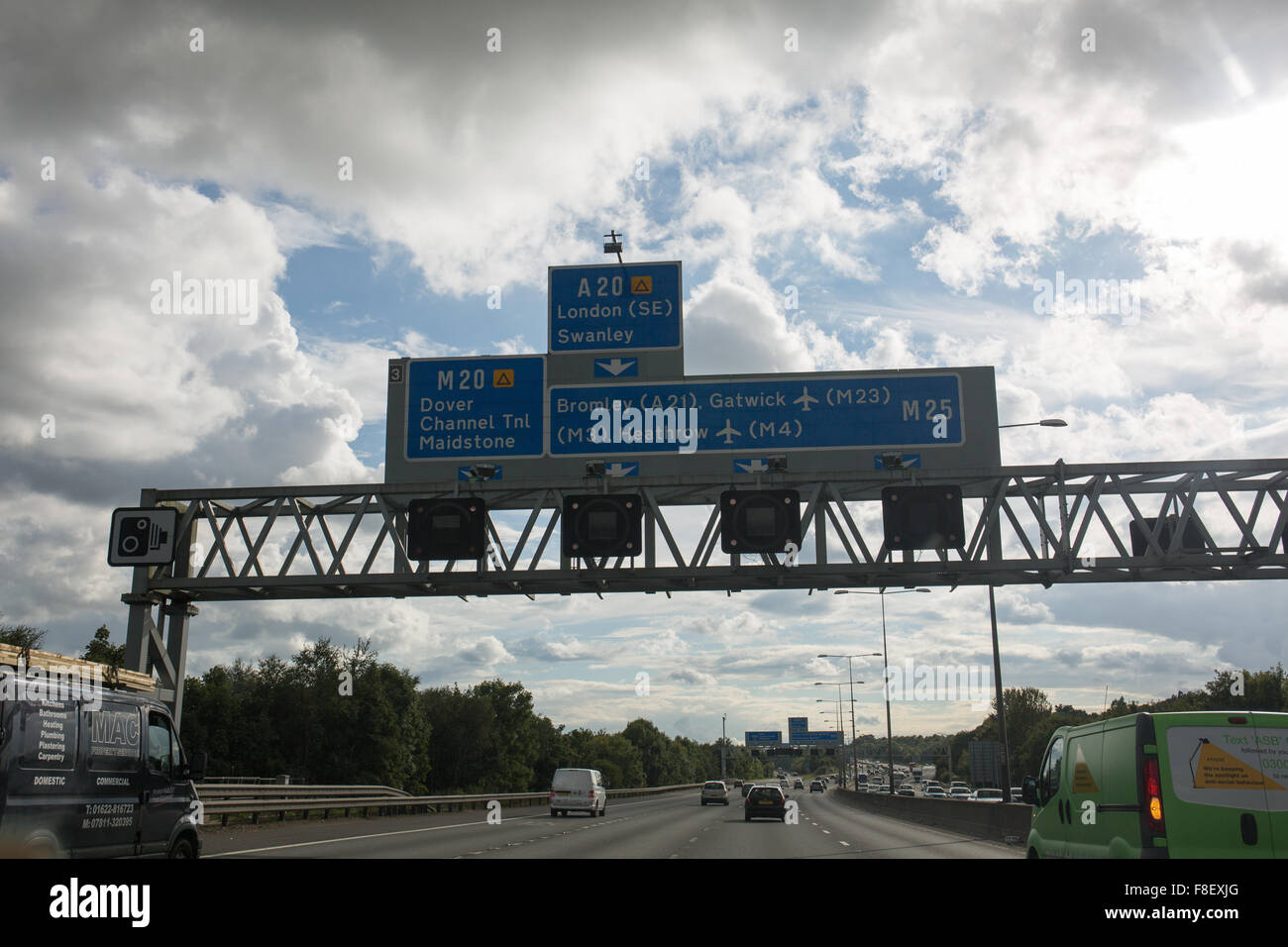 M25 motorway road signs Stock Photo - Alamy