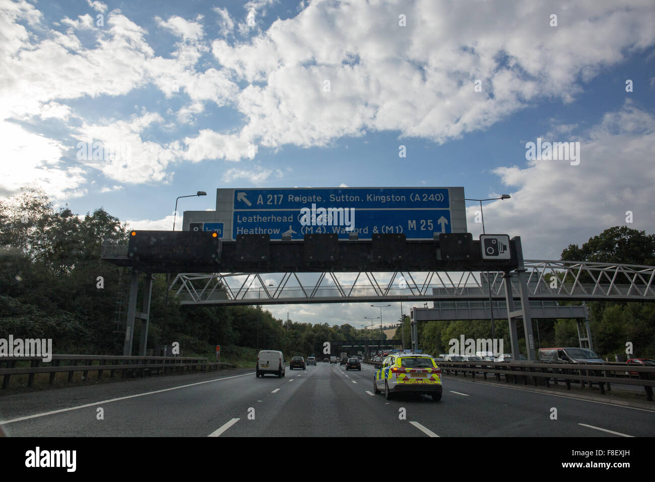 M25 motorway road signs Stock Photo - Alamy