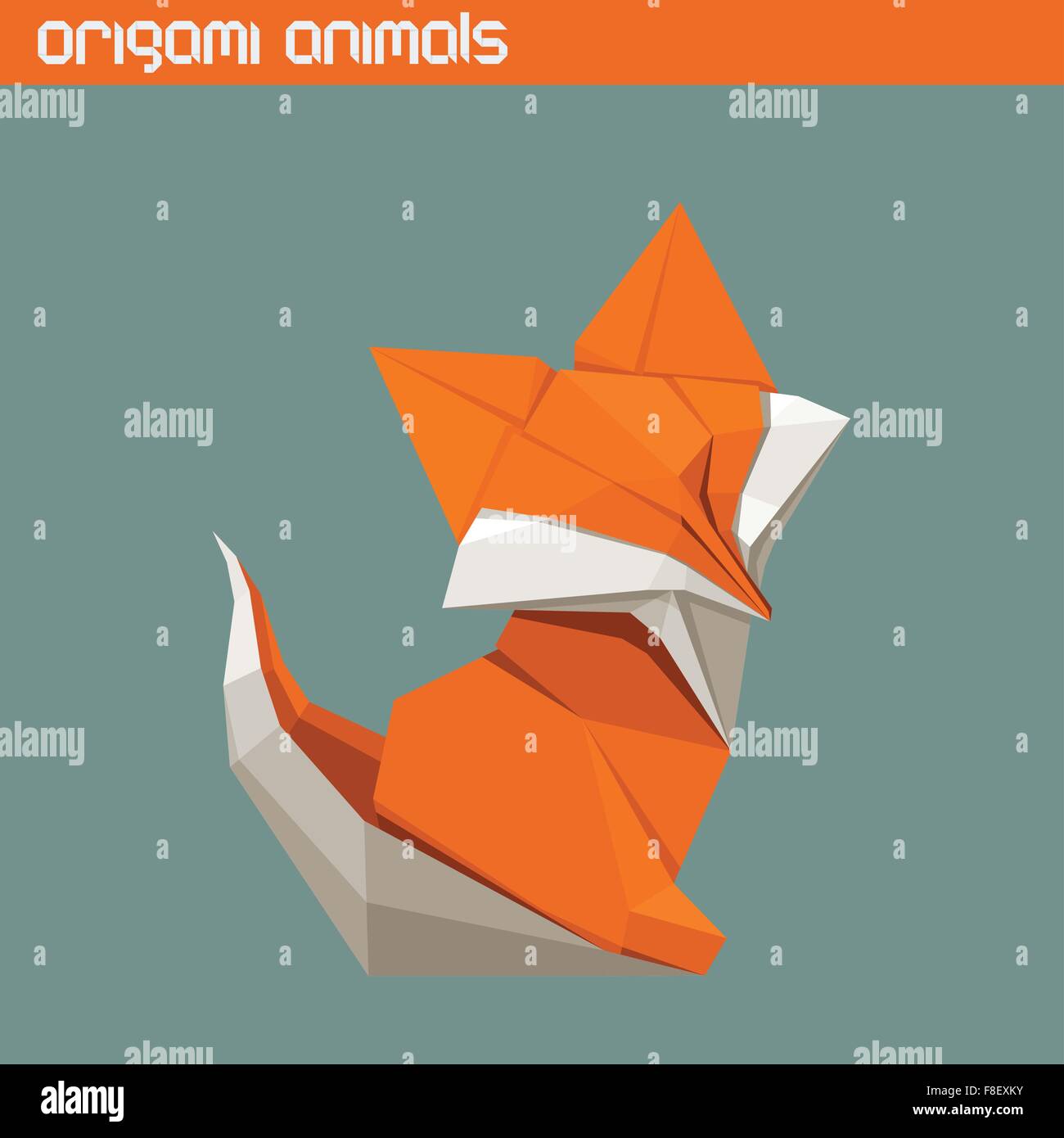 Vector origami isolated animal. Cute triangle Fox Stock Vector Image ...
