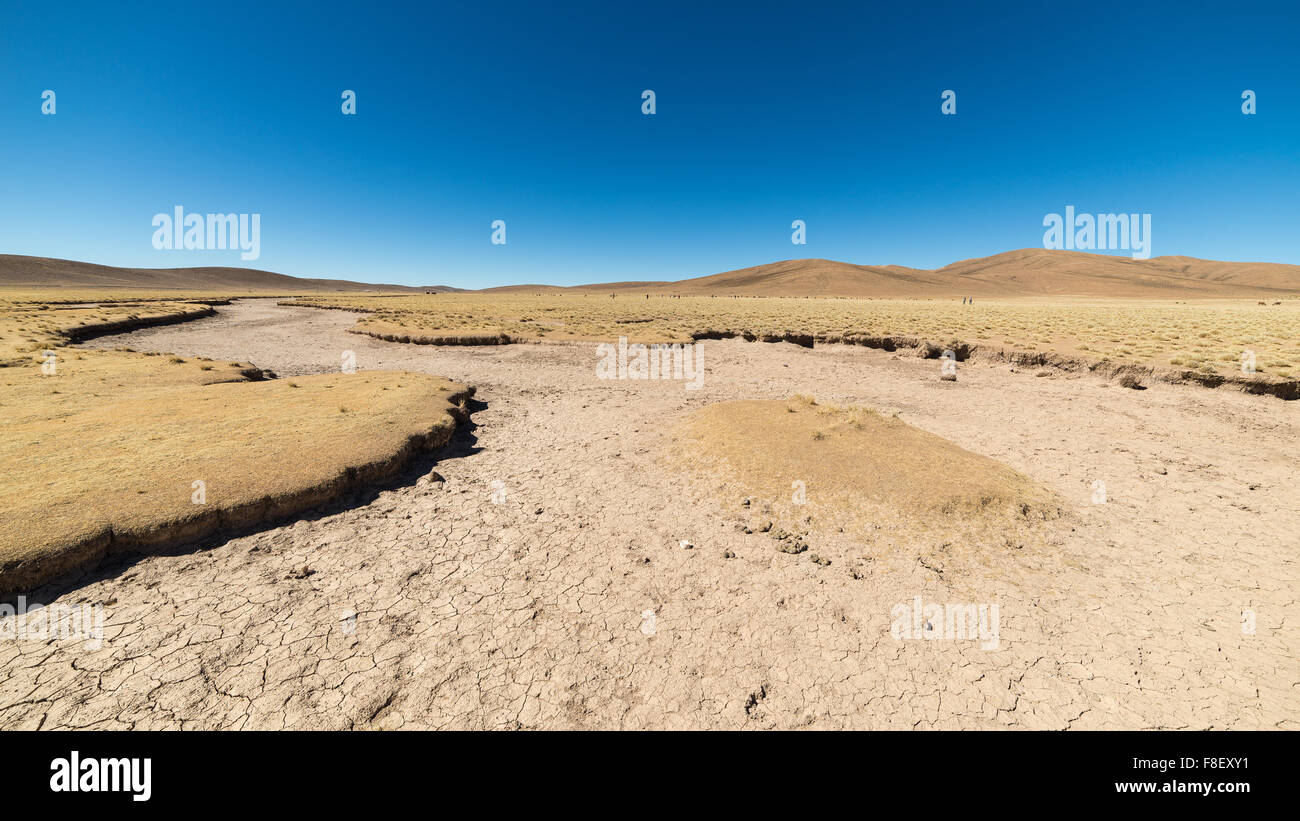 Barren valley, known as "quebradas", and mountain range of Lipez region ...