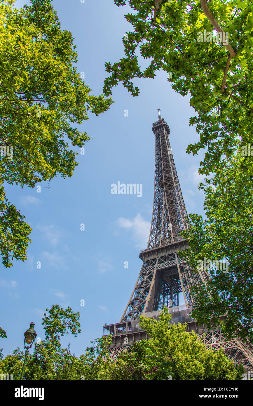 Eiffel tower on bright summer day Stock Photo - Alamy