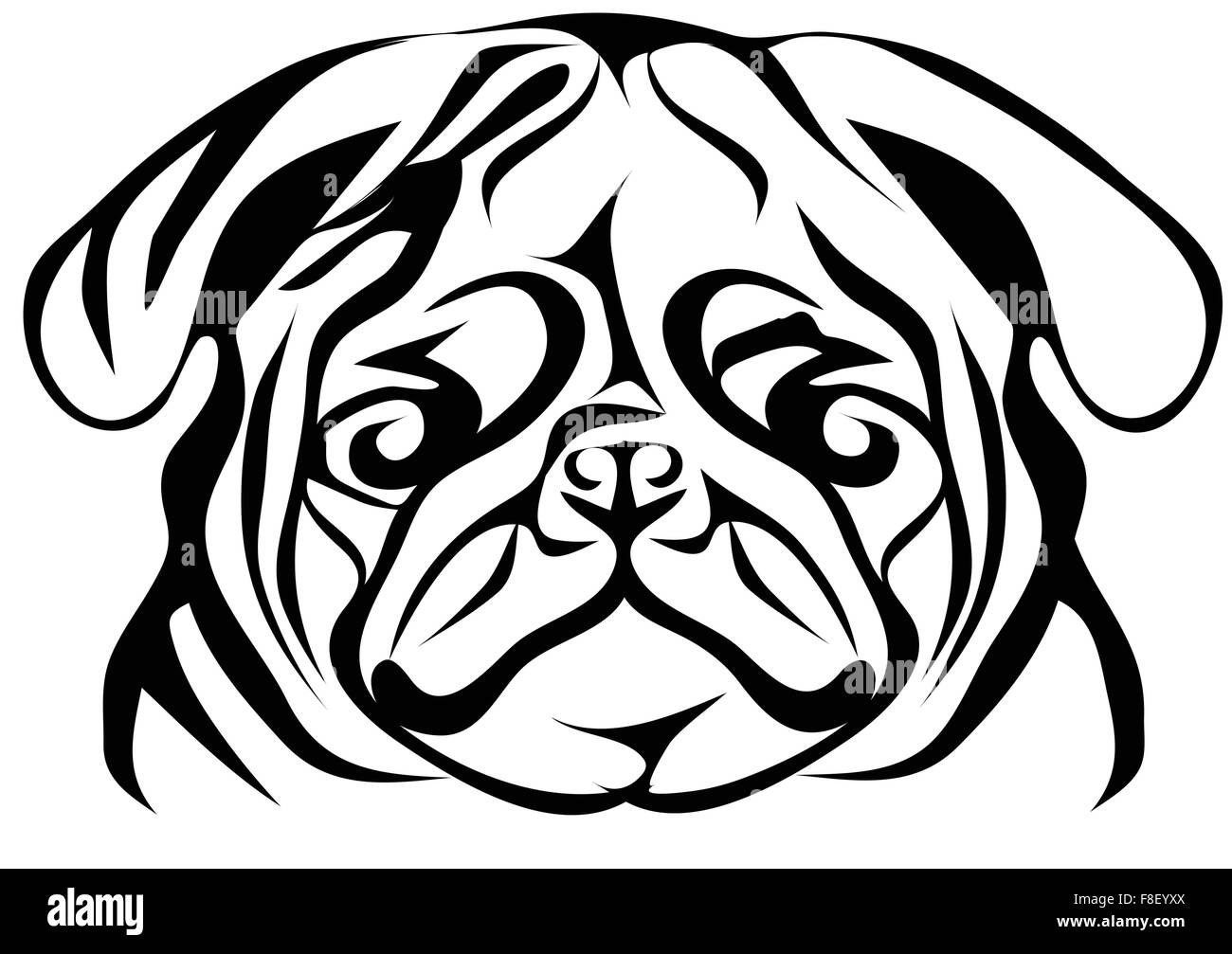 Funny pug on white Stock Vector Images - Alamy
