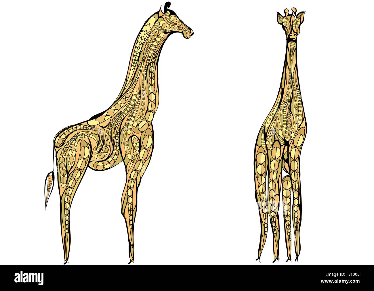 Aztec Giraffe Head Drawings