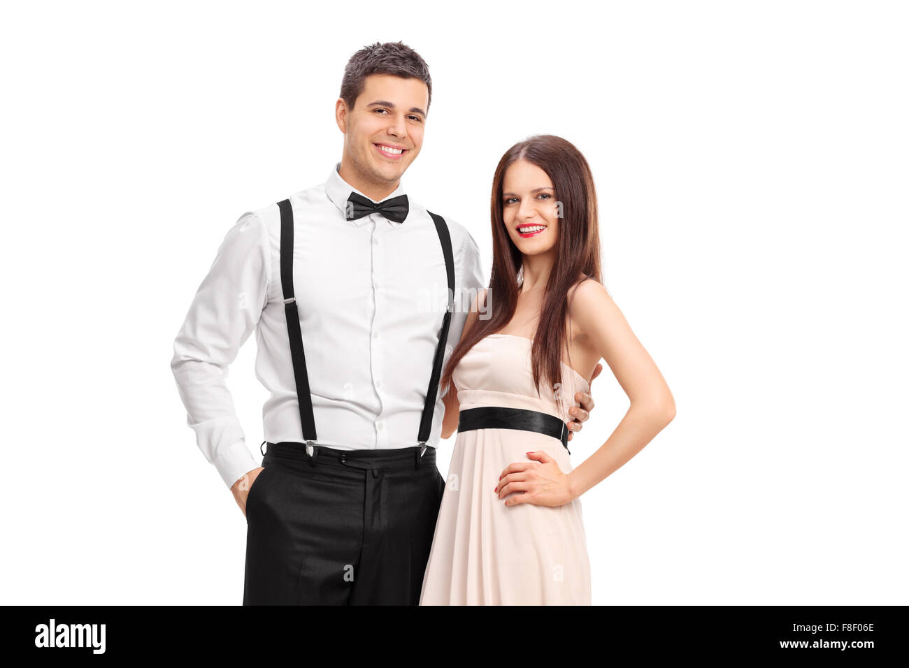 Young fashionable couple posing isolated on white background Stock ...