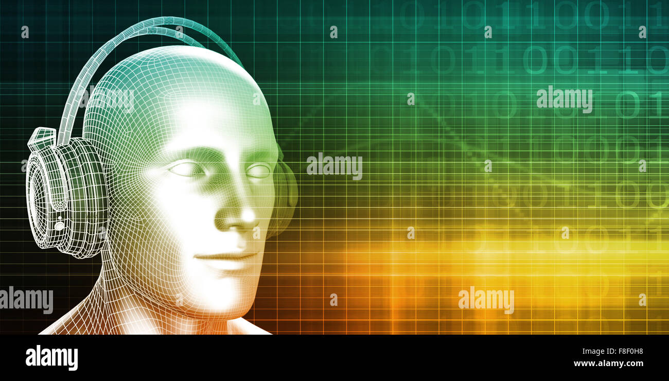 Digital Music Experience with Man Wearing Headphones Stock Photo - Alamy