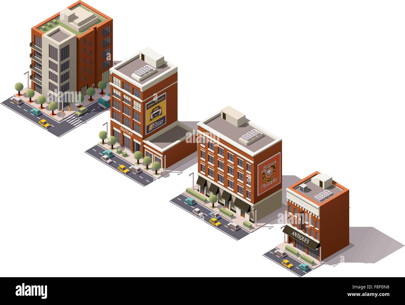 Vector isometric buildings set Stock Vector Image & Art - Alamy