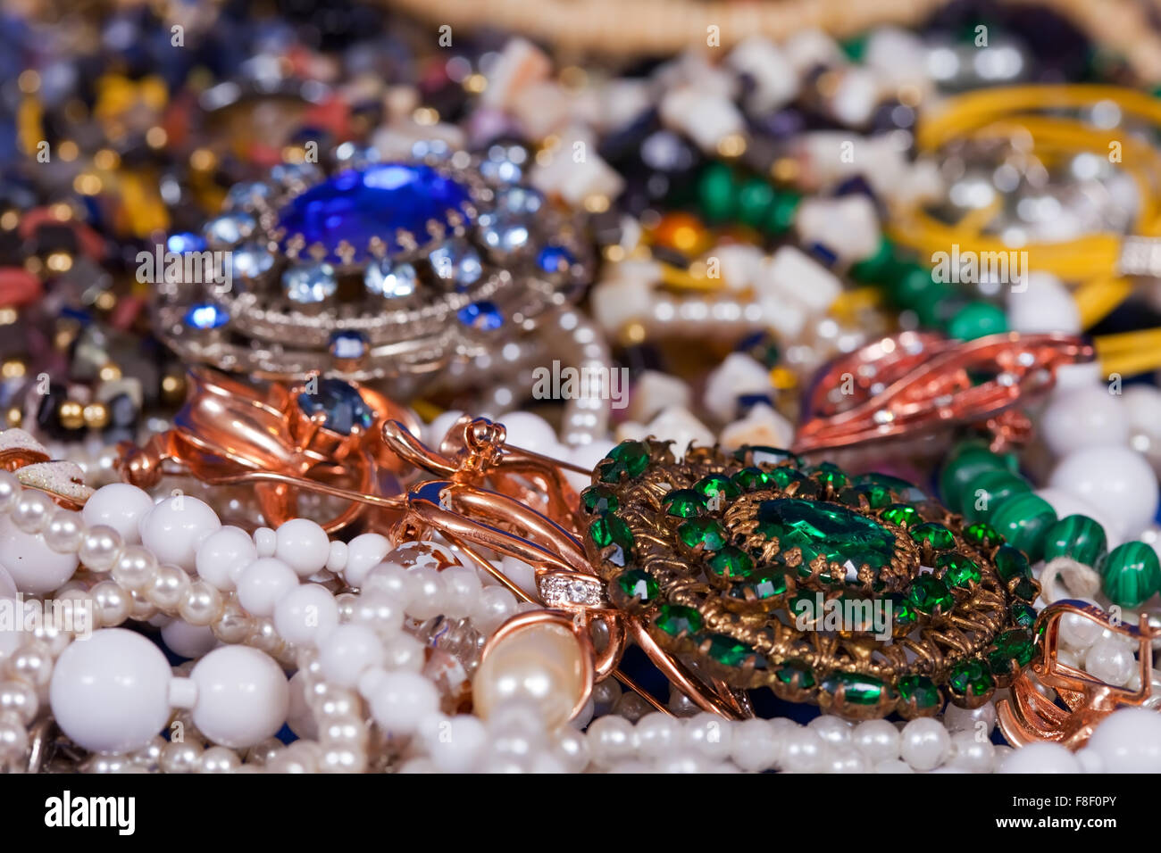 Close up of many differently jewellery background Stock Photo - Alamy