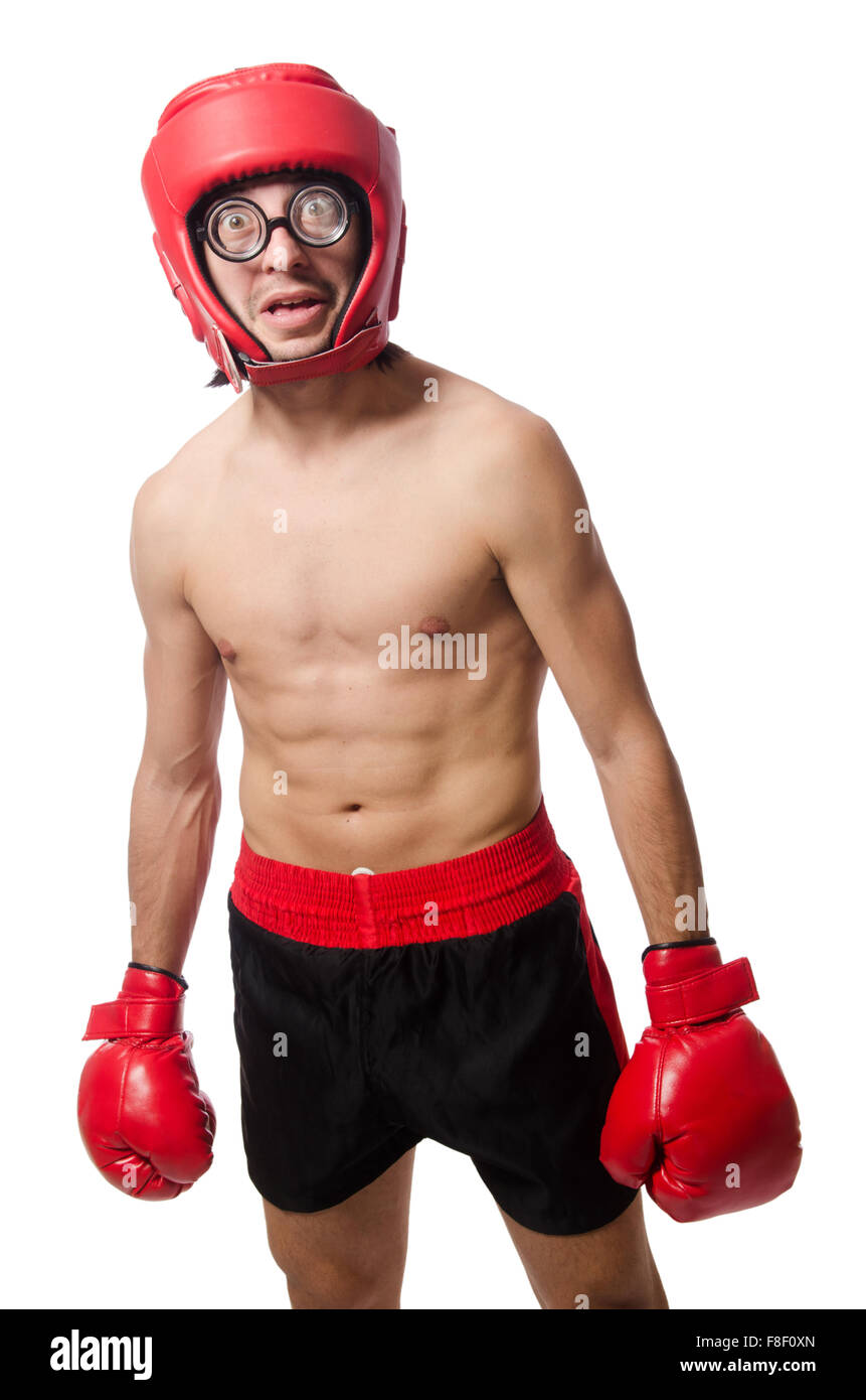 Funny boxer isolated on the white Stock Photo - Alamy