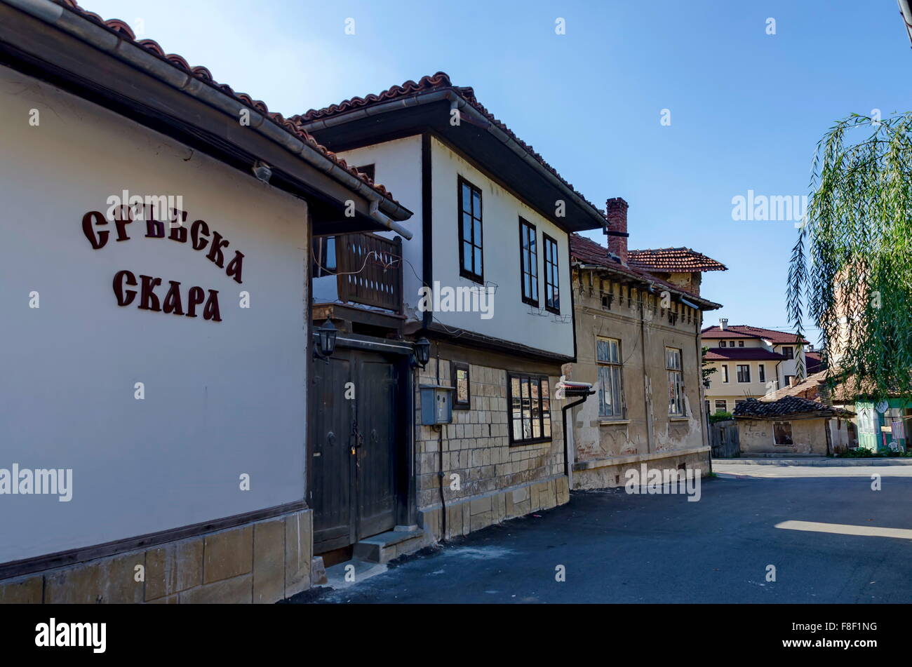 Razgrad town, street and house. Old house in revival quarter Varosha ...