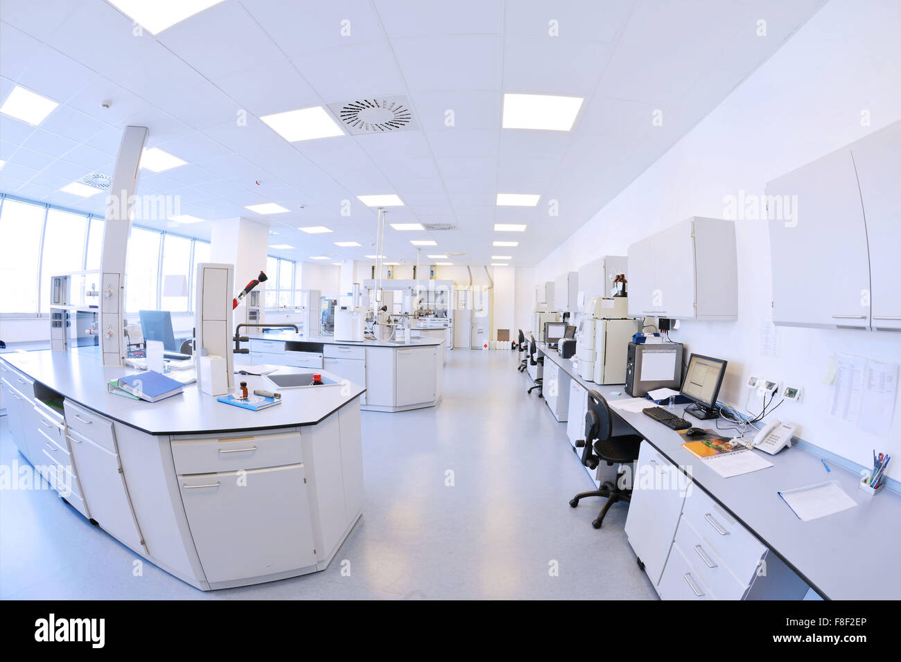 medical and health bright lab laboratory indoor with instruments test ...