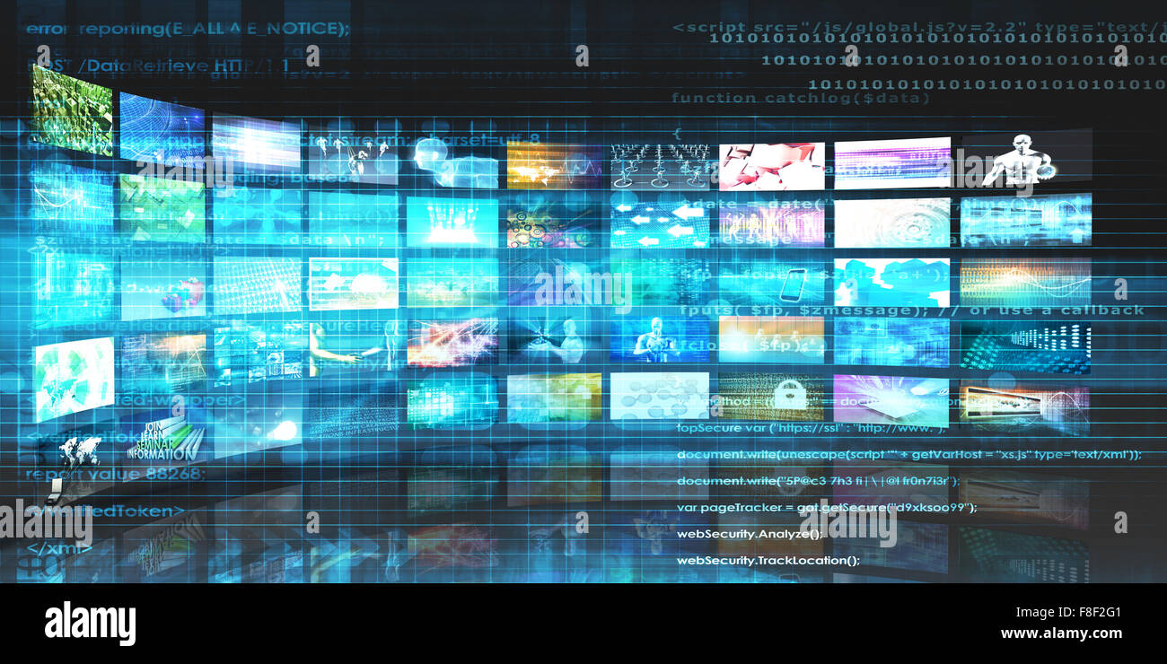 Media Technologies Concept as a Video Wall Background Stock Photo - Alamy