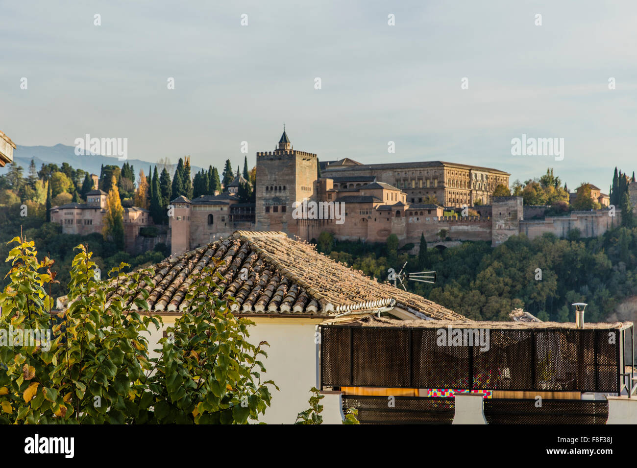 View of the Alhambra Palace in Granada in Spain from the Albaicin Stock ...