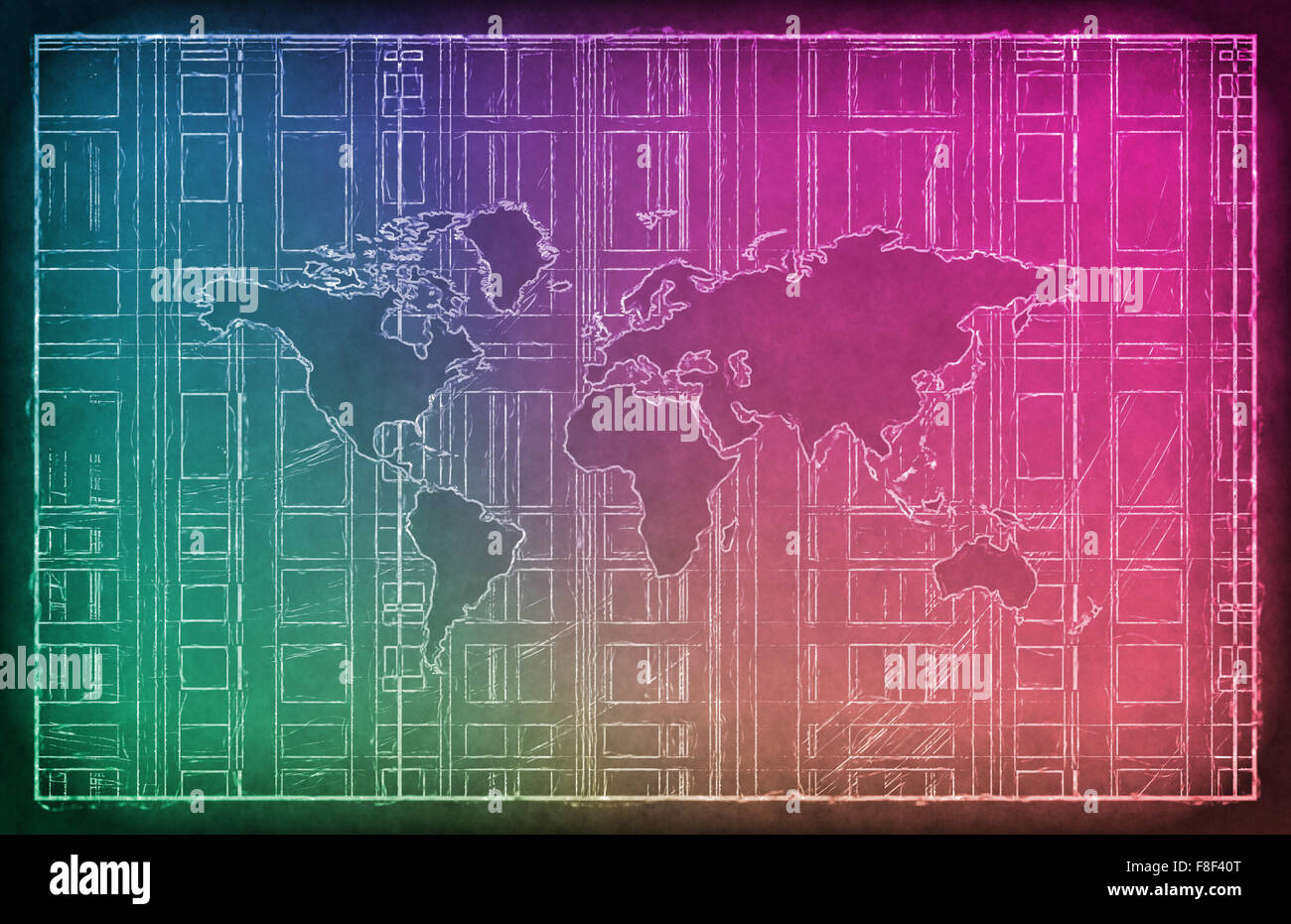 Global Business Network as a Blueprint Sketch Stock Photo - Alamy