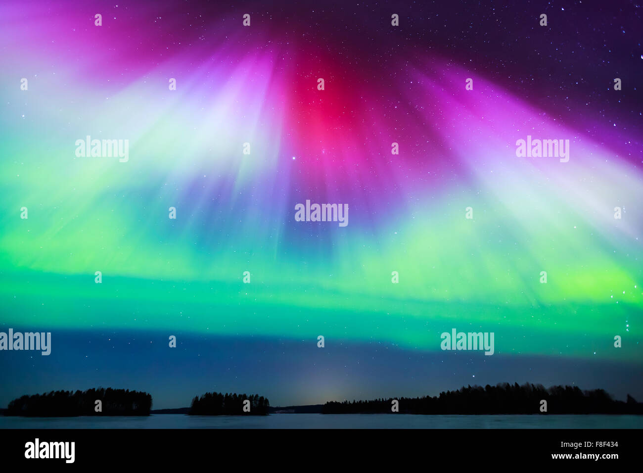 Colorful Northern lights (Aurora borealis) in the sky Stock Photo - Alamy