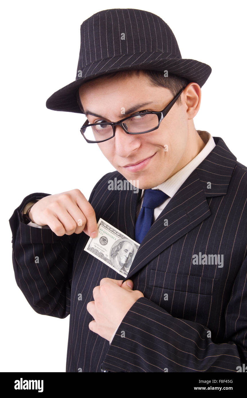 Funny gentleman in striped suit isolated on white Stock Photo - Alamy