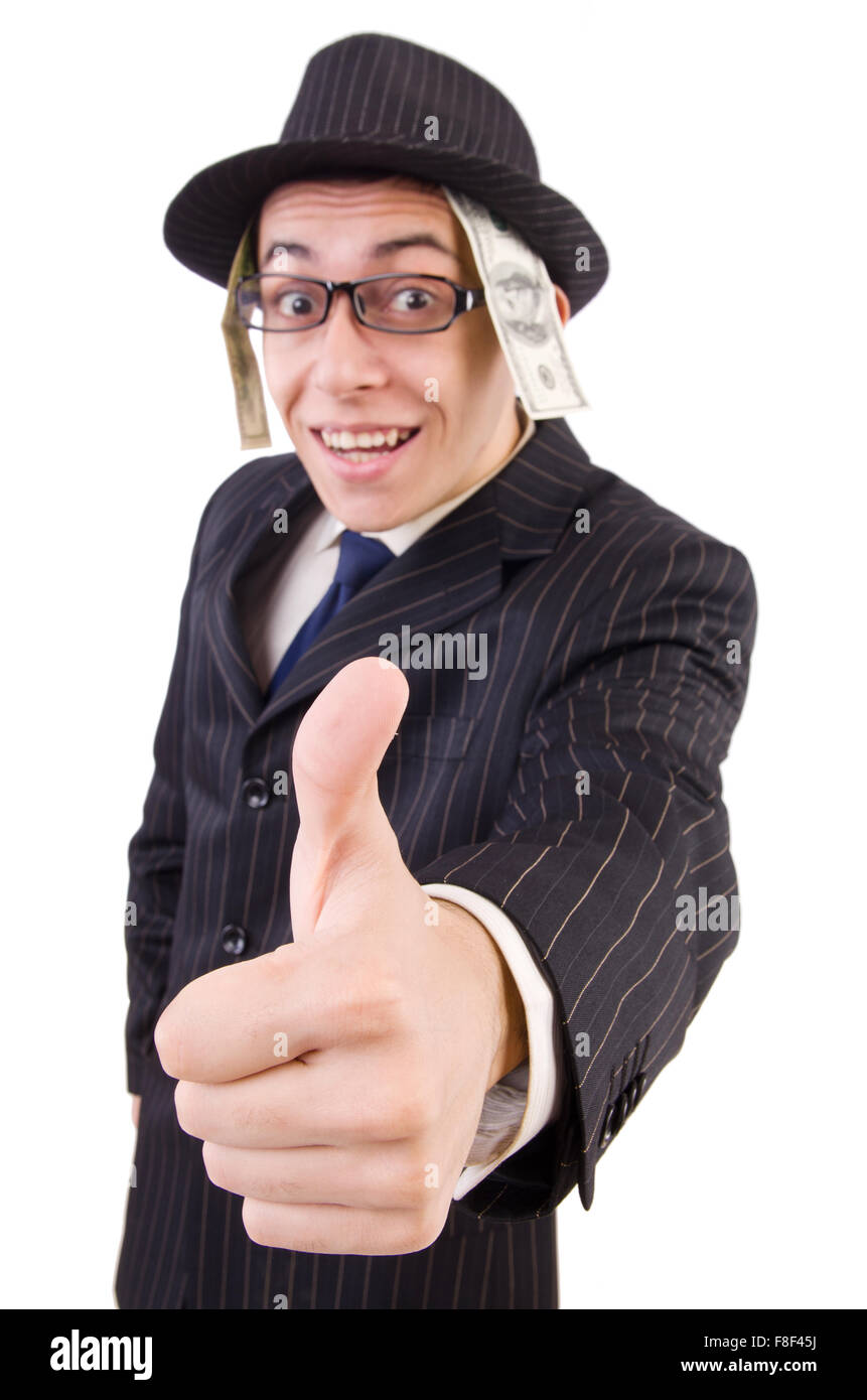 Funny gentleman in striped suit isolated on white Stock Photo - Alamy