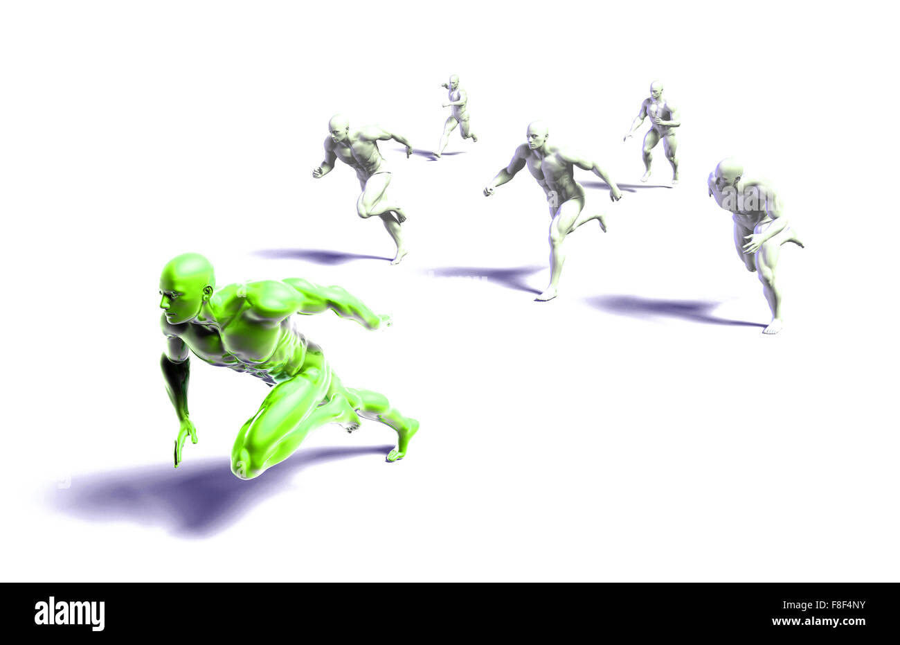 Leader Running Ahead of the Competition in 3d Stock Photo - Alamy