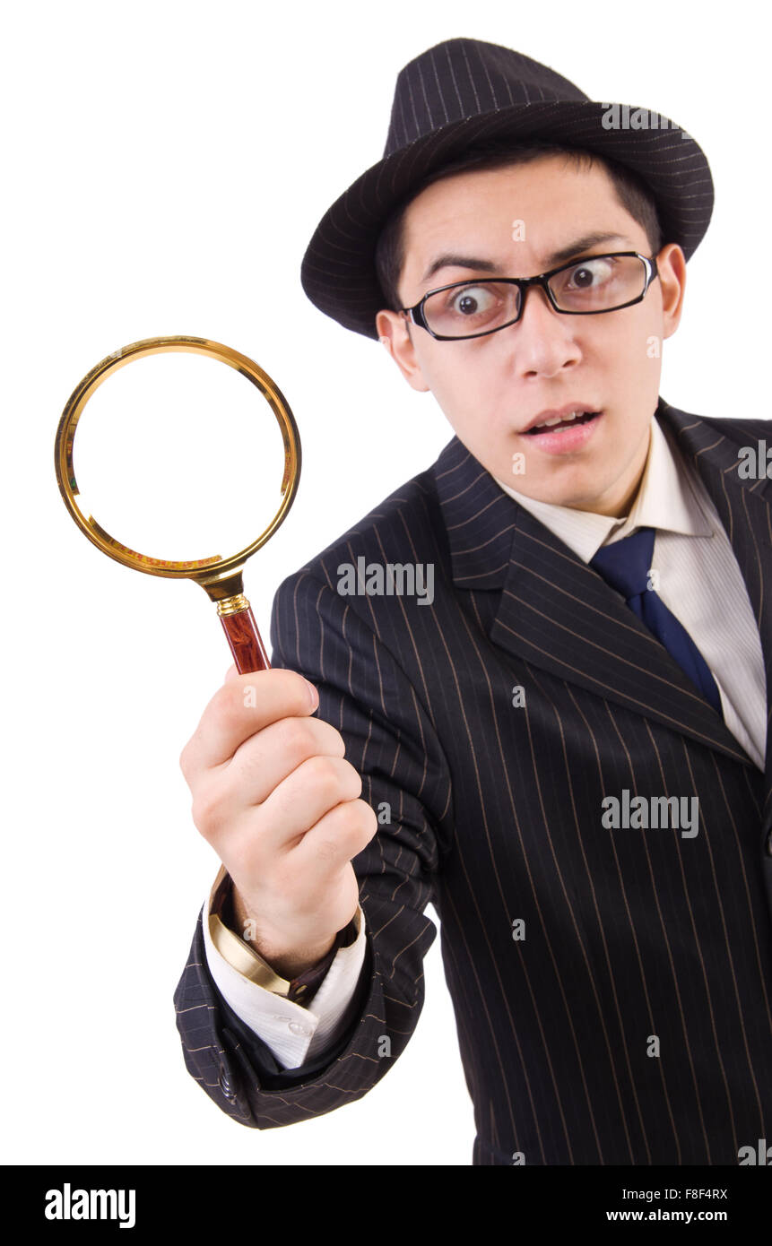 Funny gentleman in striped suit isolated on white Stock Photo - Alamy