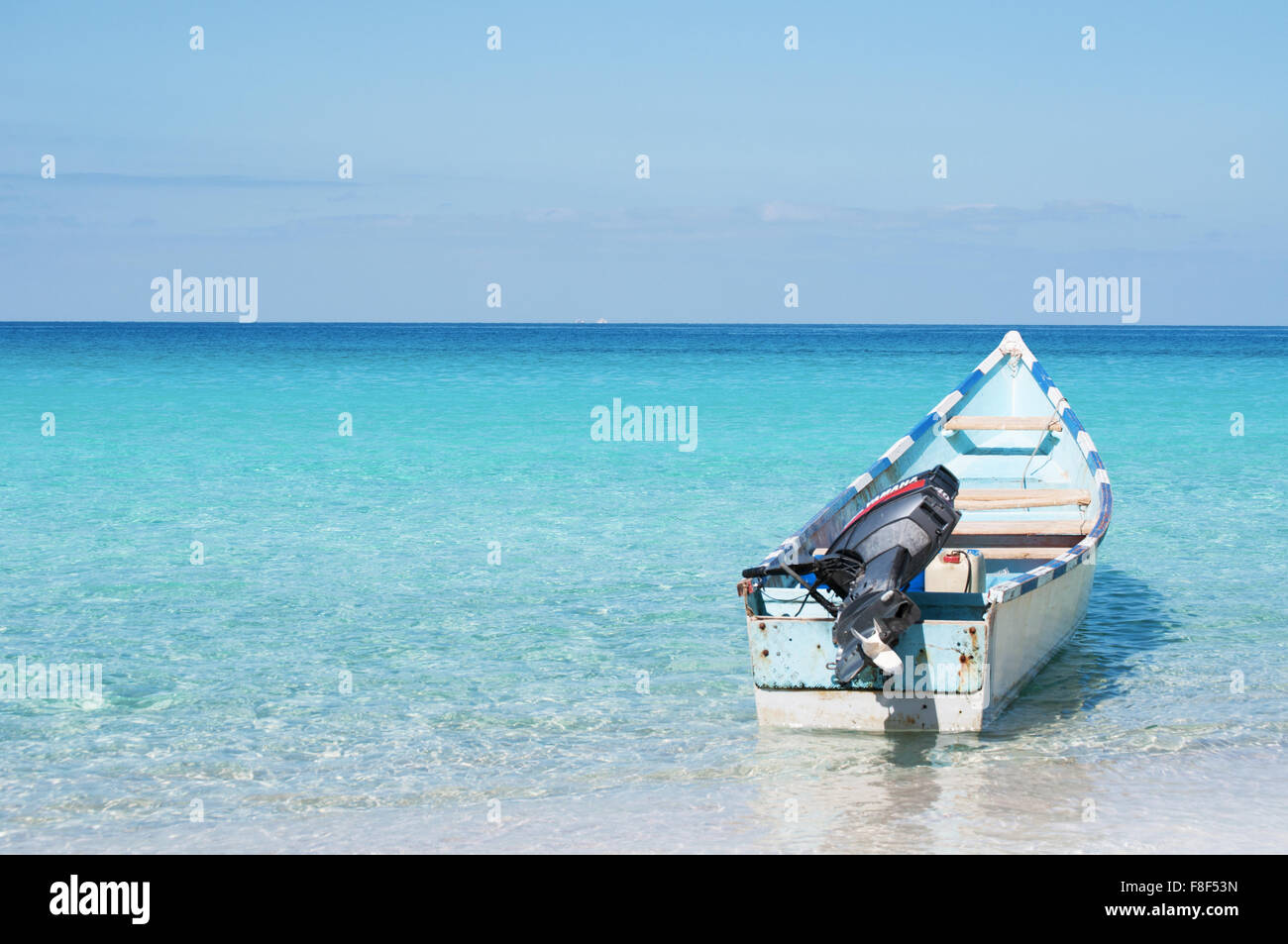 A speedboat in the protected area of Shauab beach, Gulf of Aden ...