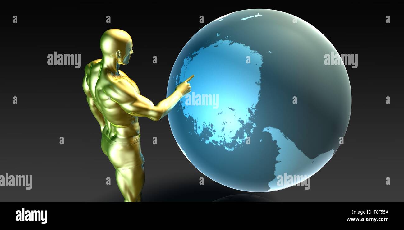 Businessman Pointing at the Antarctica Arctic Continent Stock Photo - Alamy
