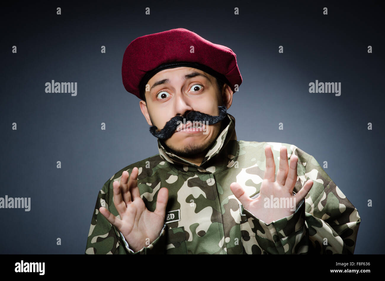 Funny soldier in military concept Stock Photo - Alamy