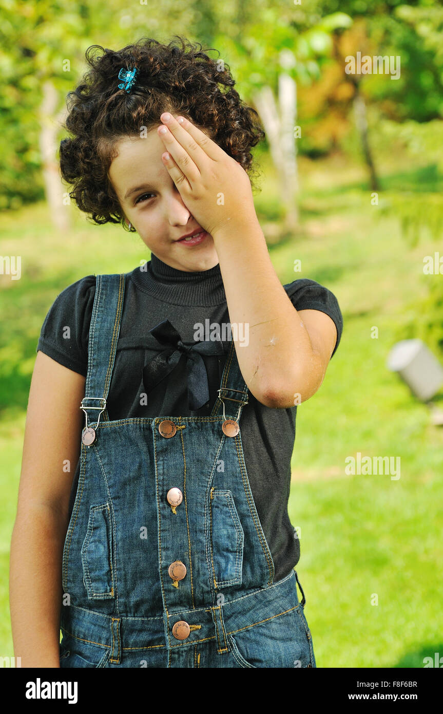 child fashion with beautiful little child outdoor in nature Stock Photo ...
