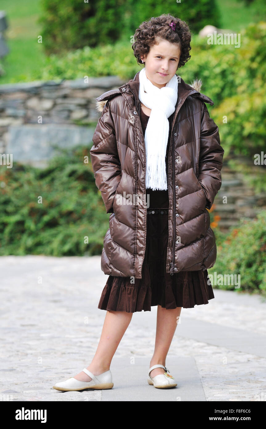 child fashion with beautiful little child outdoor in nature Stock Photo ...