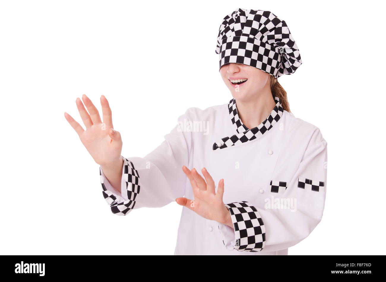 Female chef isolated on white Stock Photo - Alamy