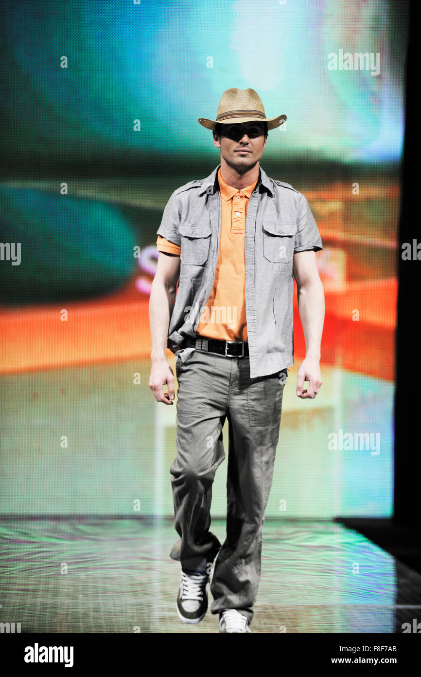 handsome man male model at fashion show stage event Stock Photo - Alamy