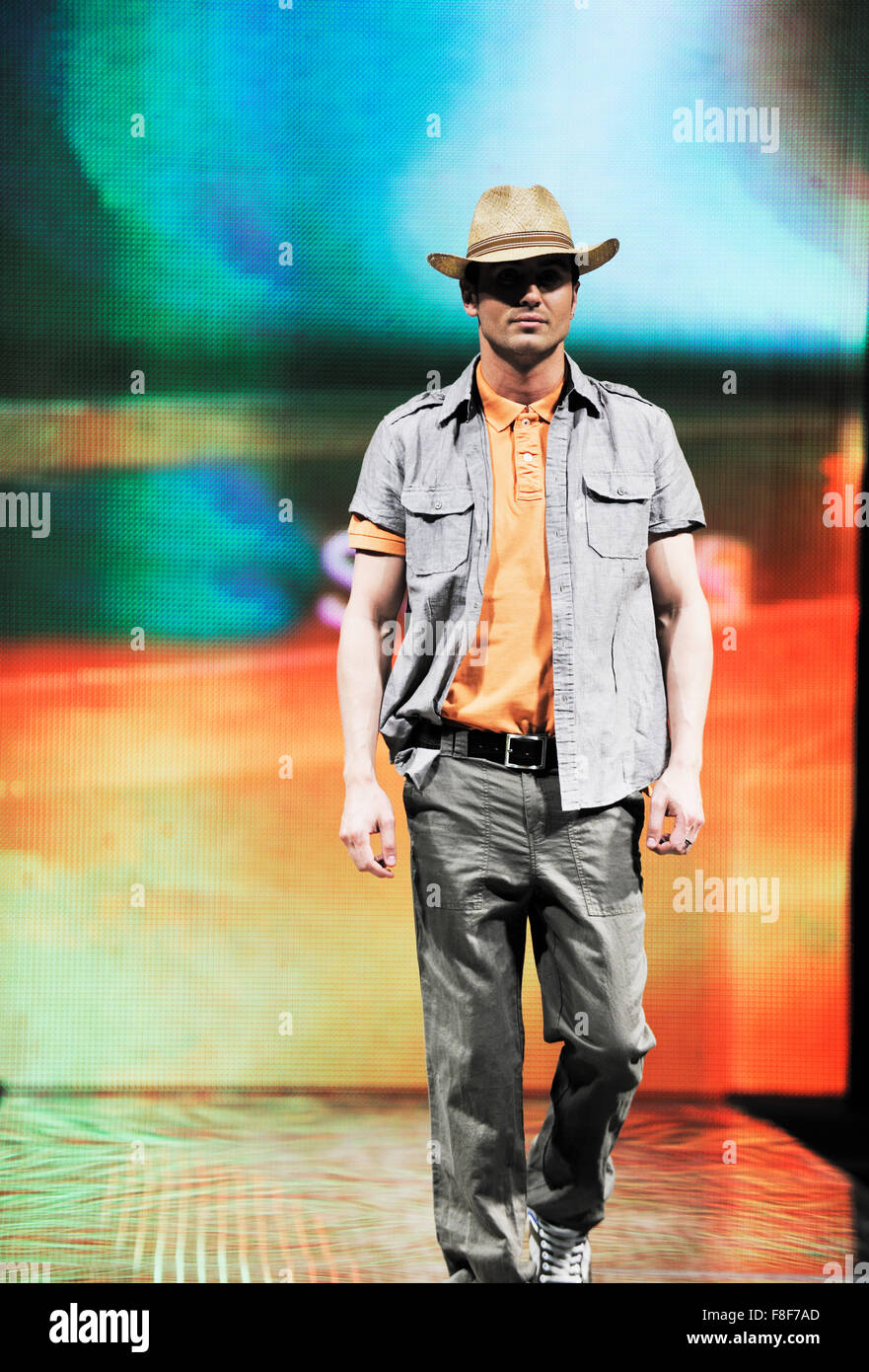 handsome man male model at fashion show stage event Stock Photo - Alamy