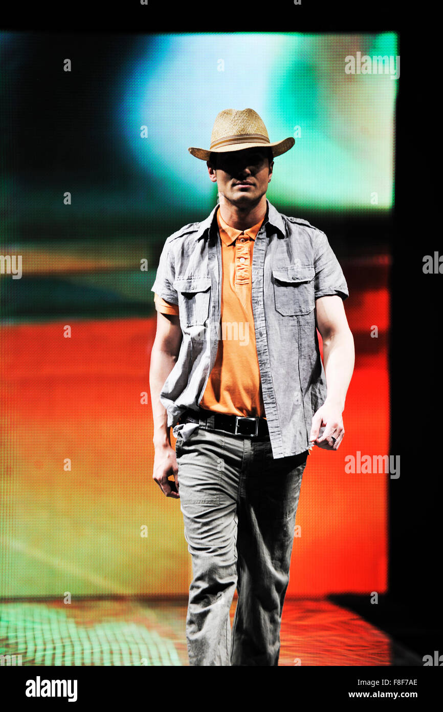 handsome man male model at fashion show stage event Stock Photo - Alamy