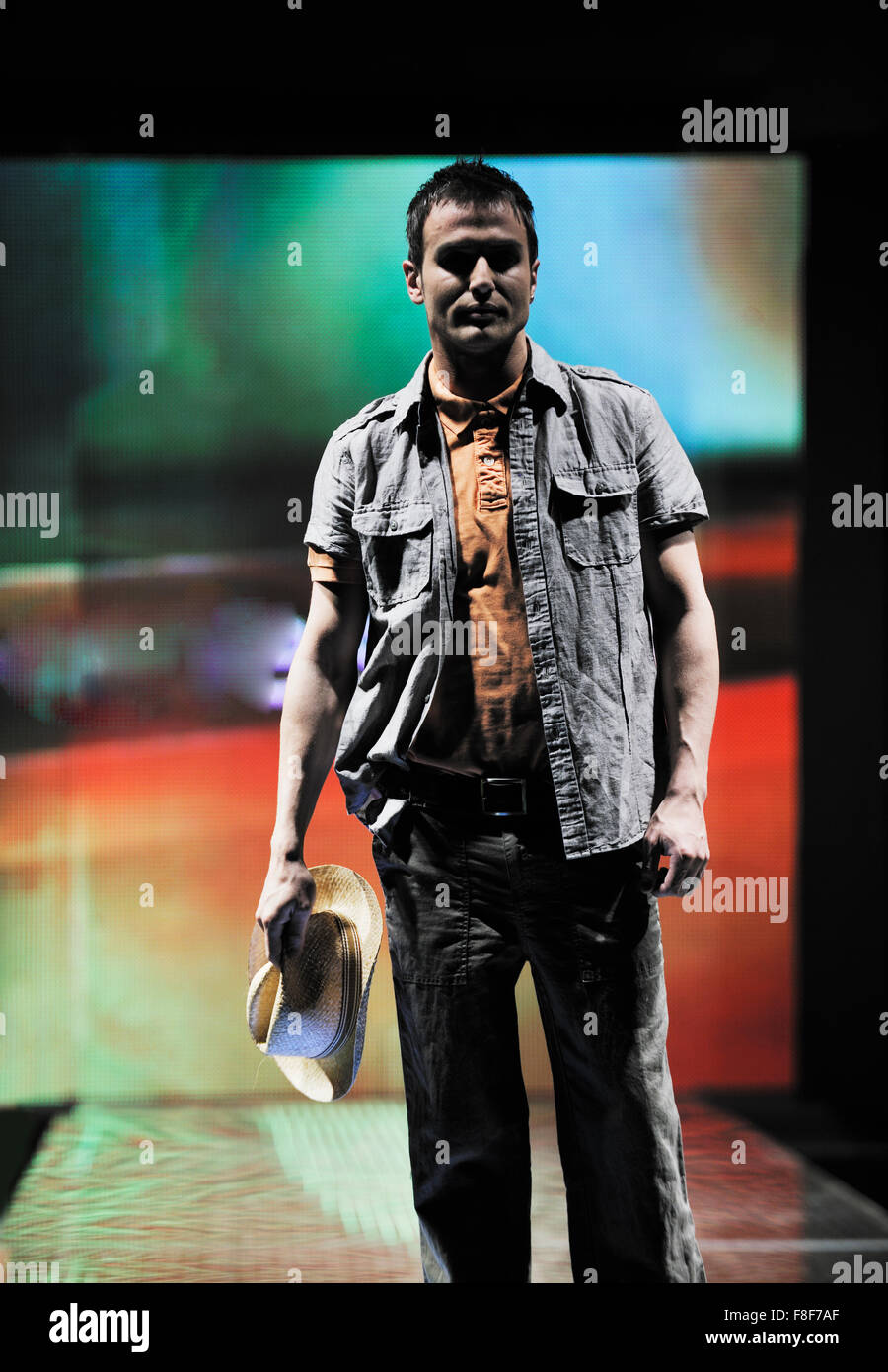 handsome man male model at fashion show stage event Stock Photo - Alamy