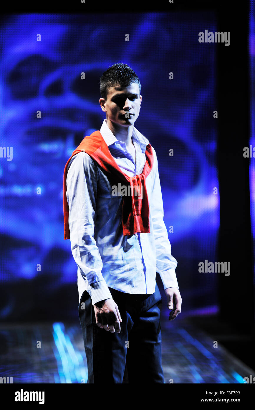 handsome man male model at fashion show stage event Stock Photo - Alamy