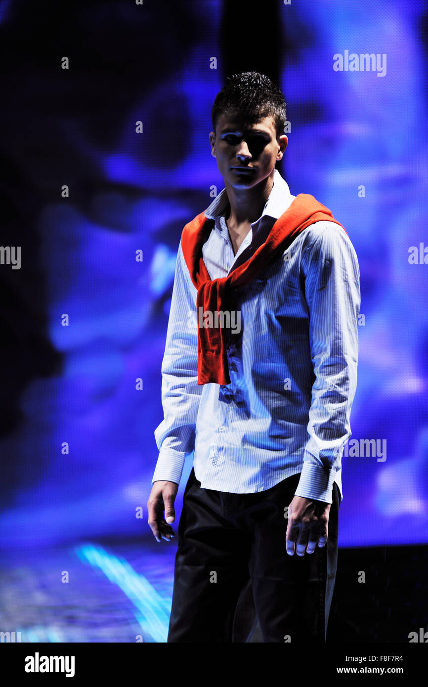 handsome man male model at fashion show stage event Stock Photo - Alamy