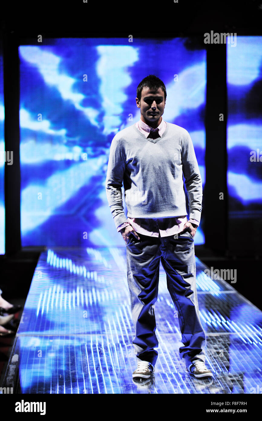 handsome man male model at fashion show stage event Stock Photo - Alamy