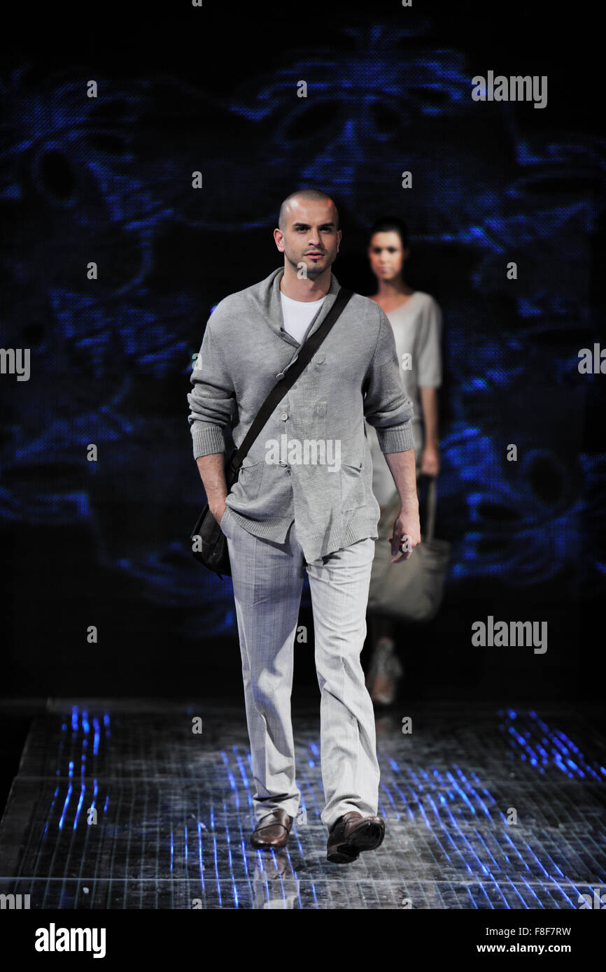 handsome man male model at fashion show stage event Stock Photo - Alamy