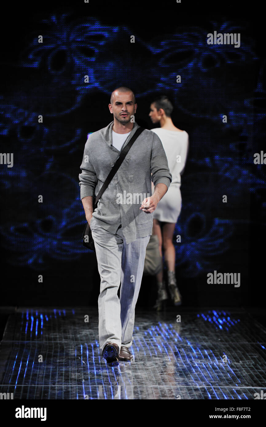 handsome man male model at fashion show stage event Stock Photo - Alamy