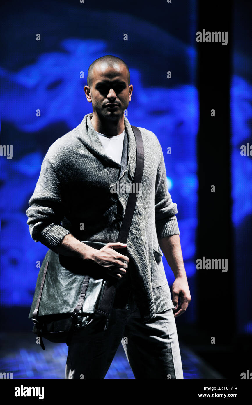 handsome man male model at fashion show stage event Stock Photo - Alamy
