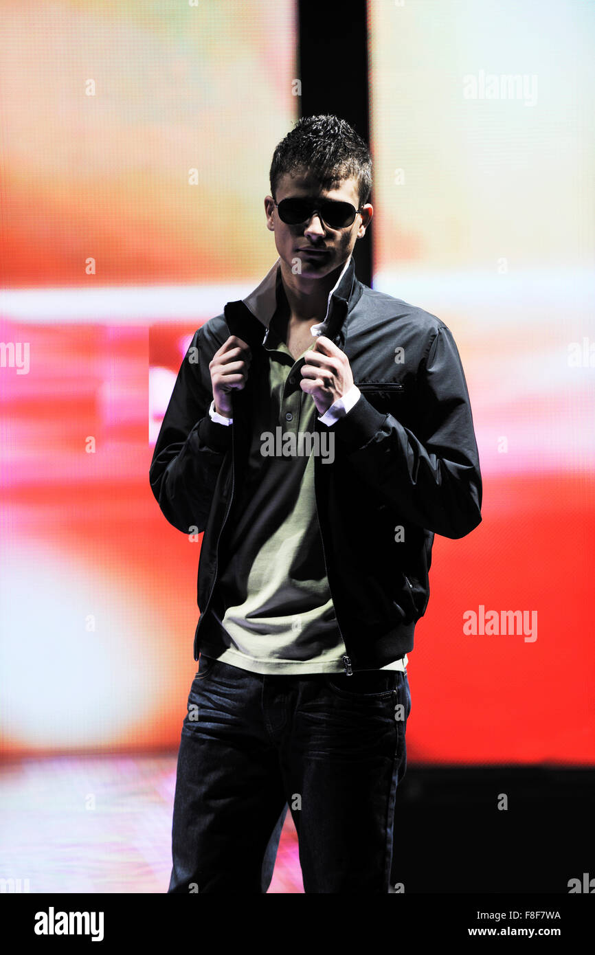 handsome man male model at fashion show stage event Stock Photo - Alamy