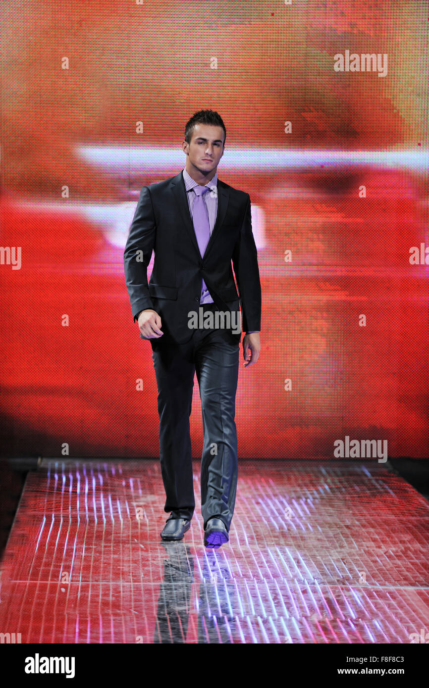handsome man male model at fashion show stage event Stock Photo - Alamy