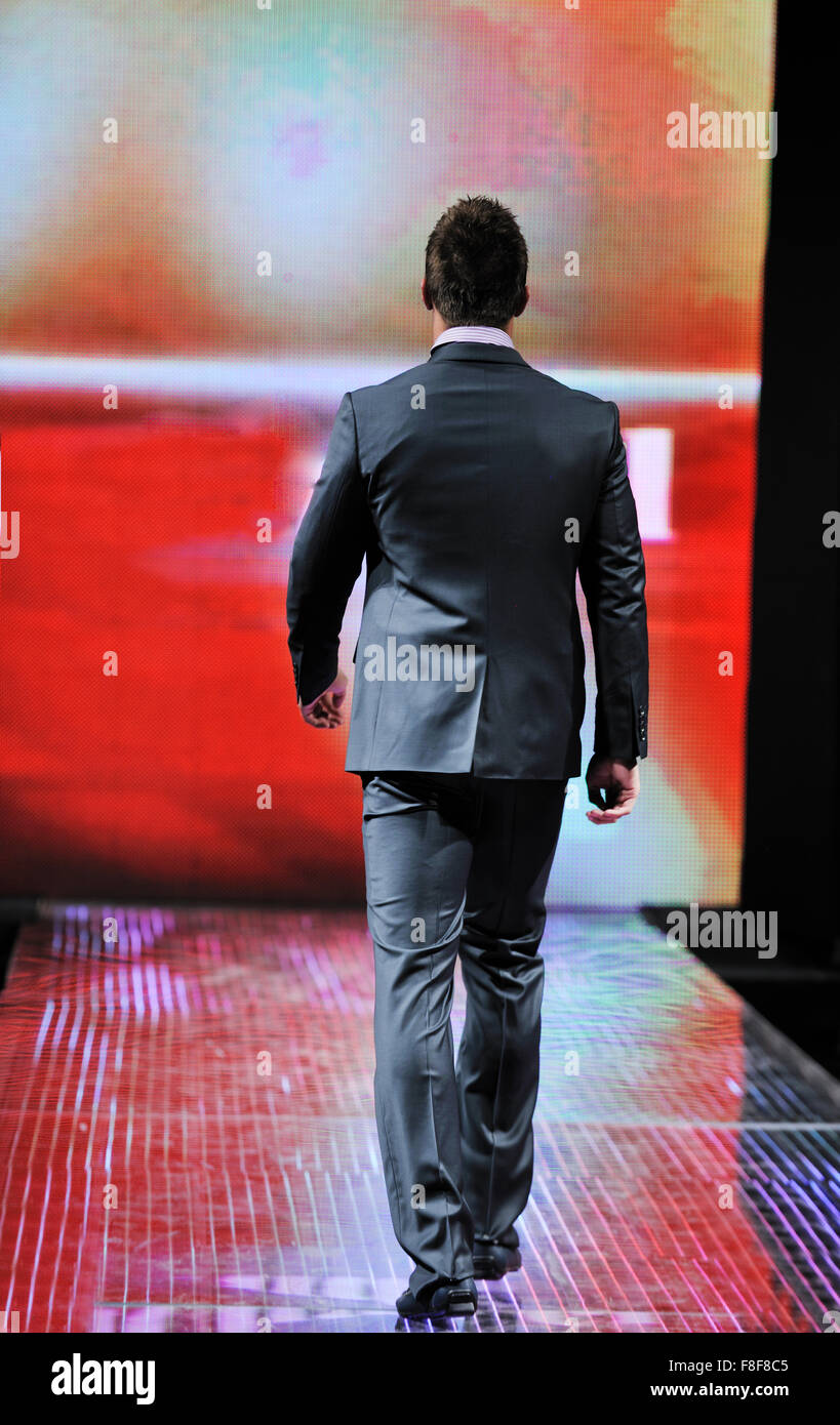 handsome man male model at fashion show stage event Stock Photo - Alamy