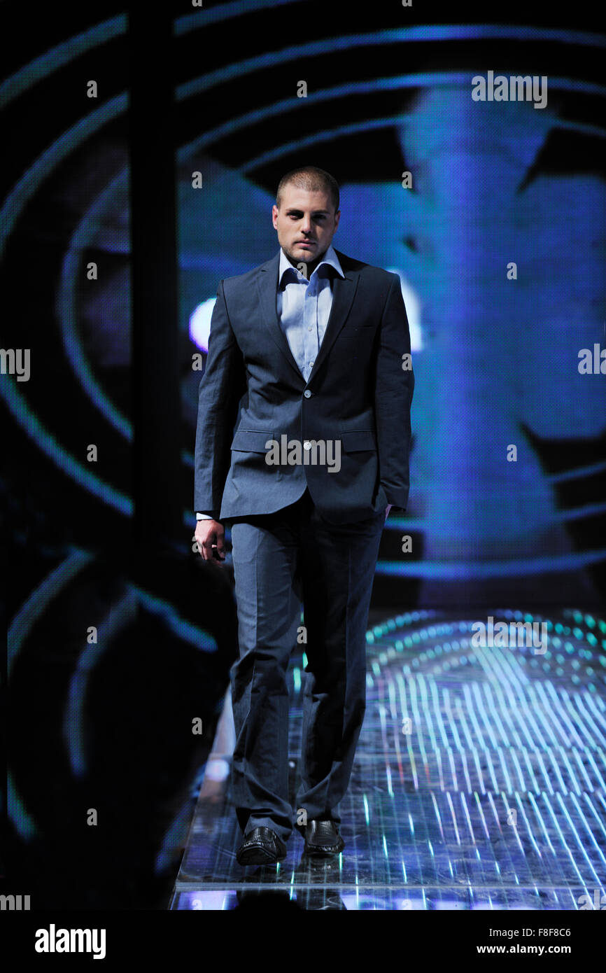 handsome man male model at fashion show stage event Stock Photo - Alamy