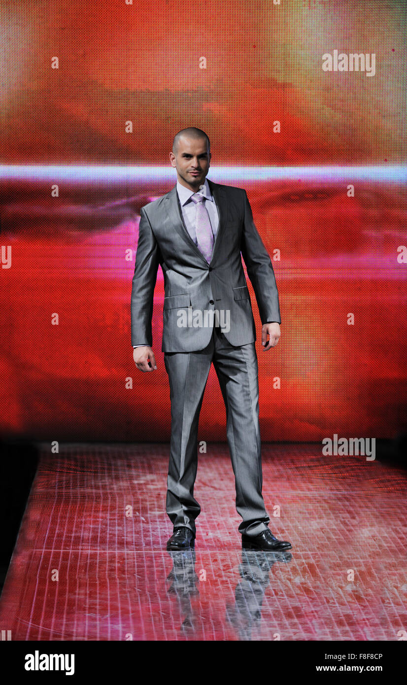 handsome man male model at fashion show stage event Stock Photo - Alamy