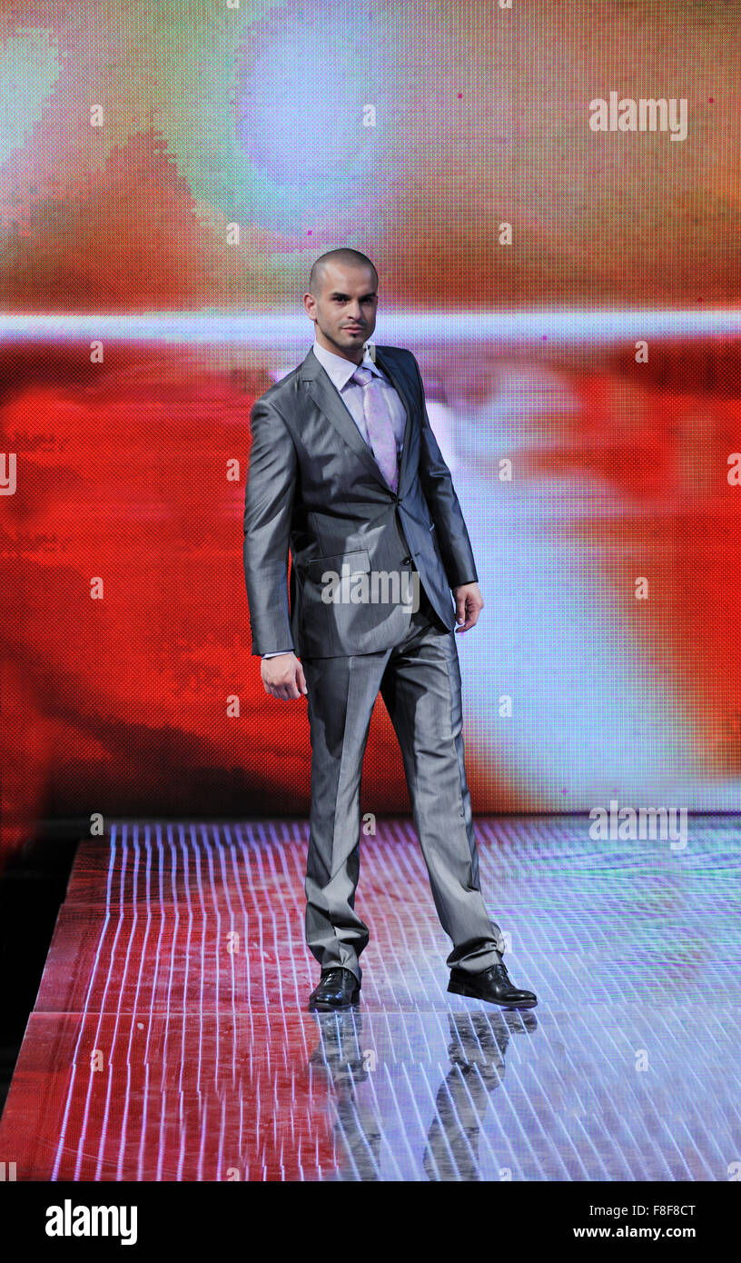 handsome man male model at fashion show stage event Stock Photo - Alamy