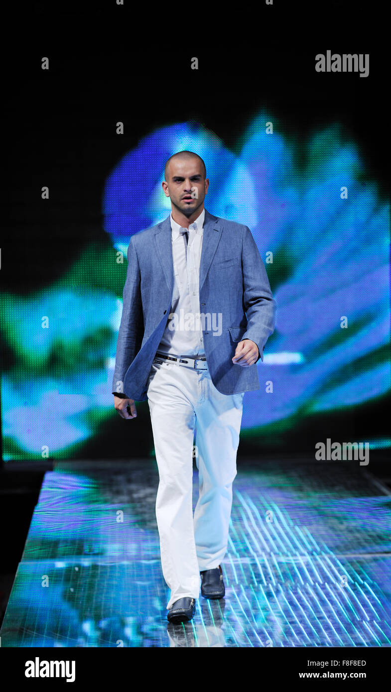 handsome man male model at fashion show stage event Stock Photo - Alamy